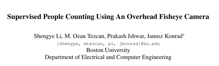 [AVSS2019]Supervised People Counting Using An Overhead Fisheye Camera顶视 ...