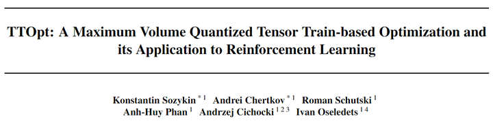 TTOpt: A Maximum Volume Quantized Tensor Train-based Optimization and its Application to RL论文笔记 - 知乎