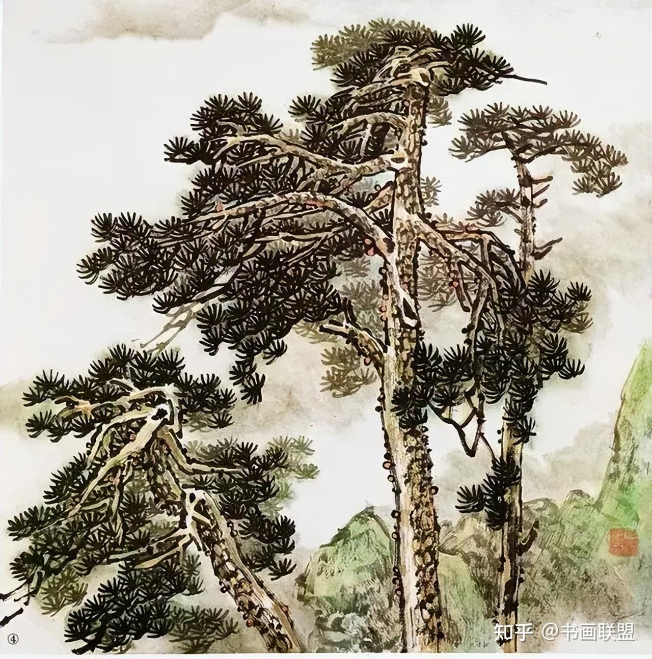 国画技法 松树的各种画法 - 知乎