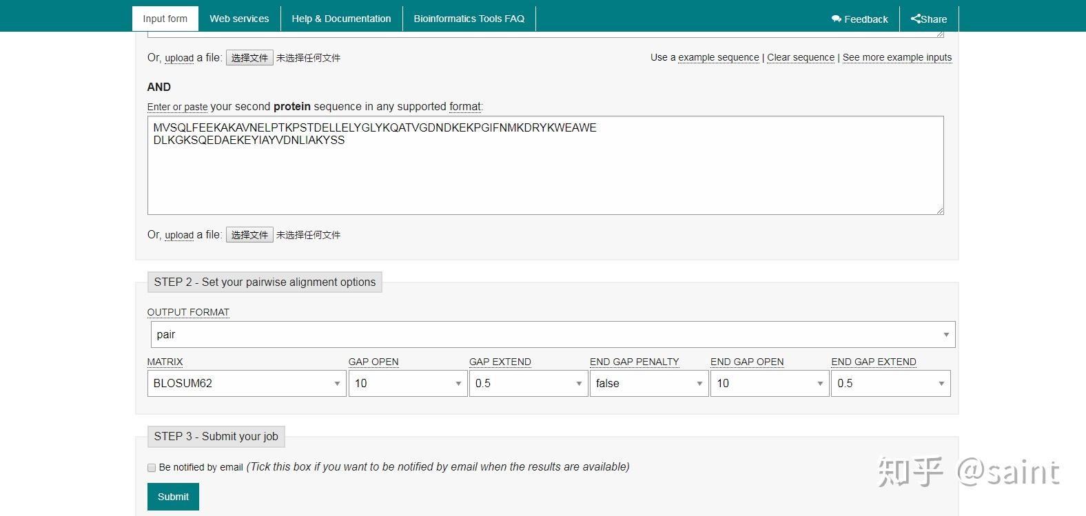 使用EMBL Pairwise Sequence Alignment进行双序列比对 - 知乎