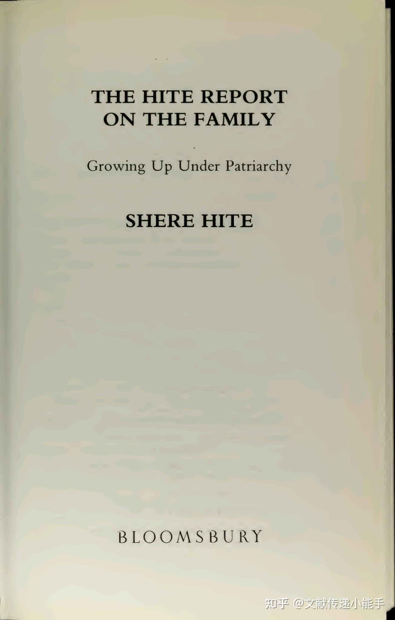 The Hite report on the family growing up under patriarchy by Hite ...