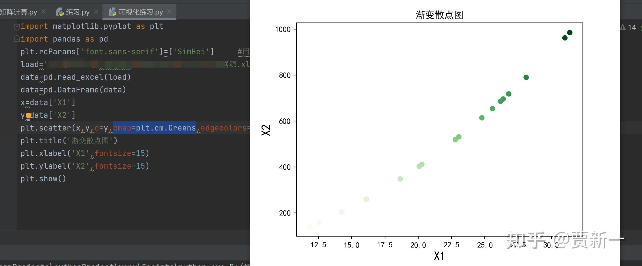 【python】渐变散点图 知乎 