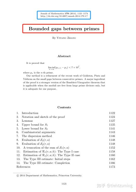 Yitang ZHANG张益唐"Bounded gaps between primes" - 知乎