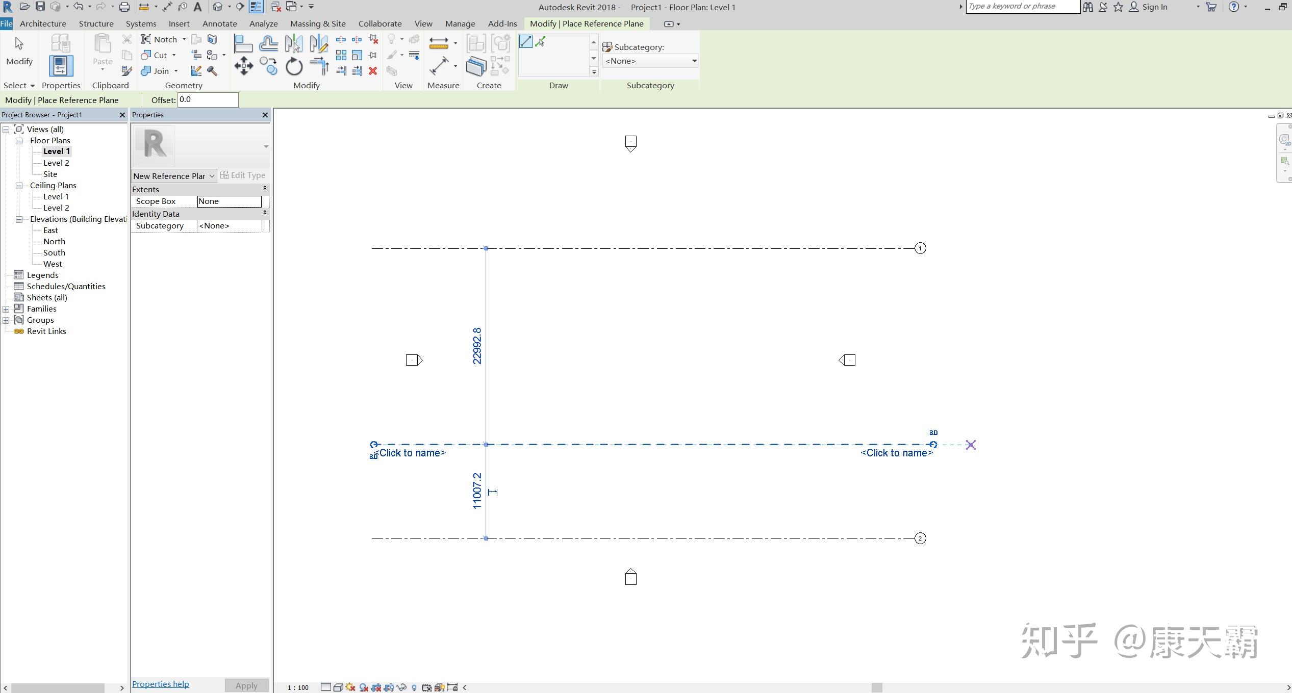 revit中如何使用eq让参照平面位于轴线中间？ - 知乎