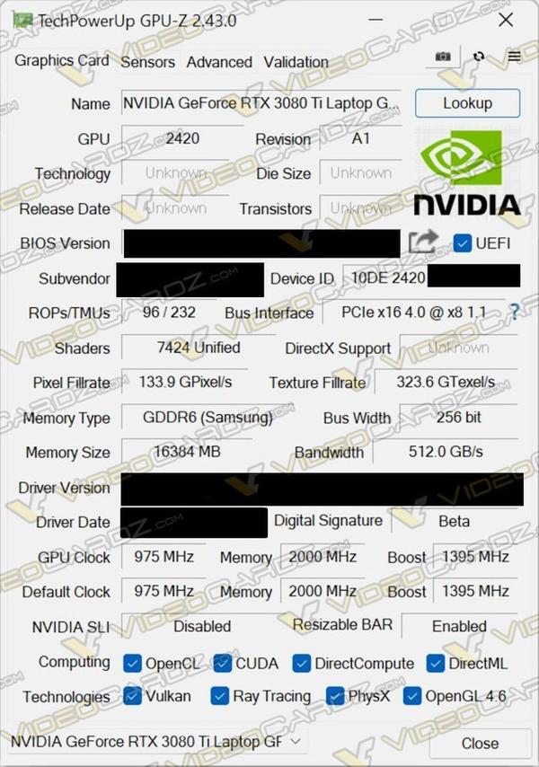 移动端RTX 3080Ti规格曝光：7424个CUDA核心 16GB显存 - 知乎