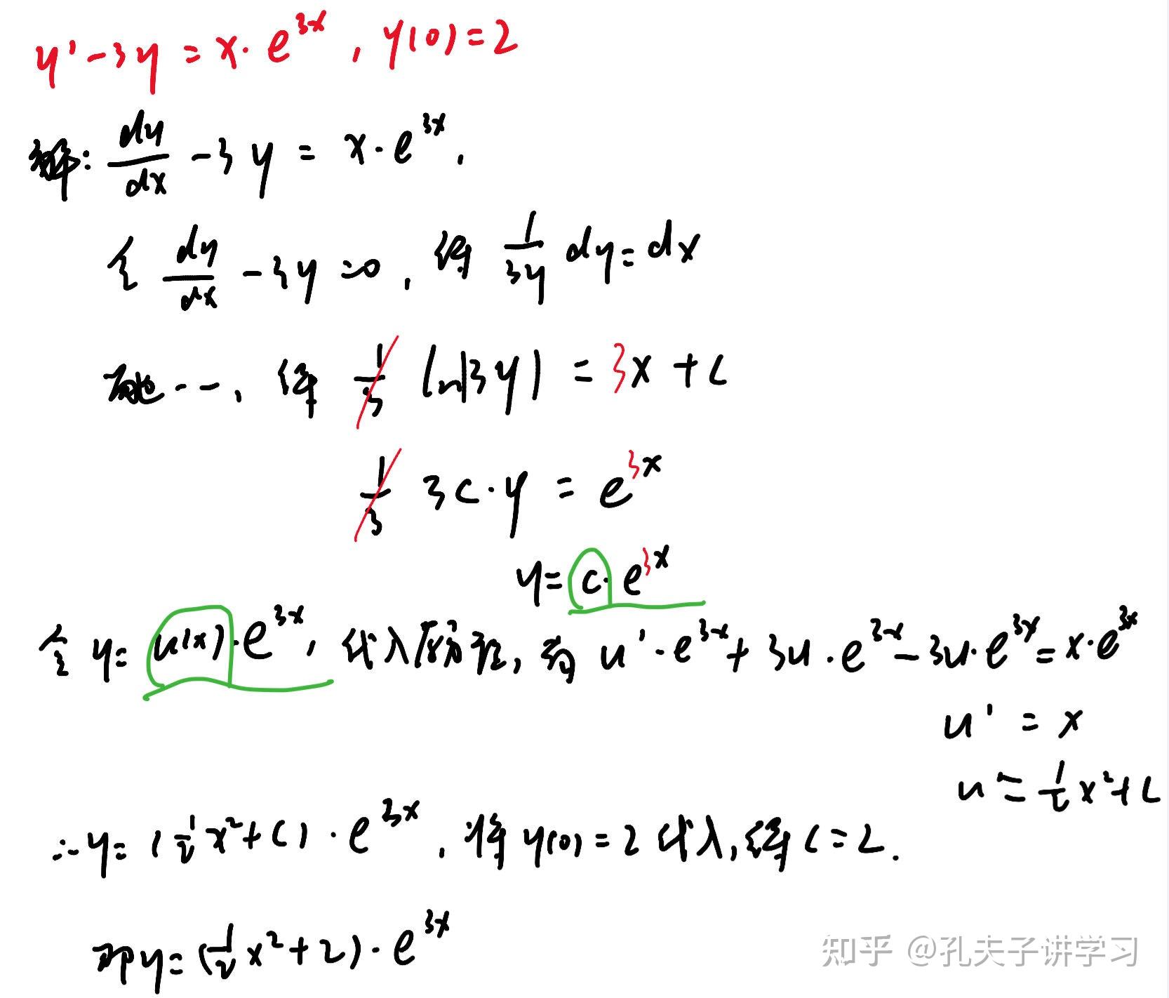 考研数学：一阶非齐次——常数变异法 知乎