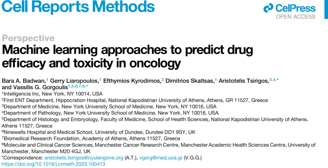 Cell Reports Methods | 机器学习方法预测肿瘤学中药物疗效和毒性 - 知乎