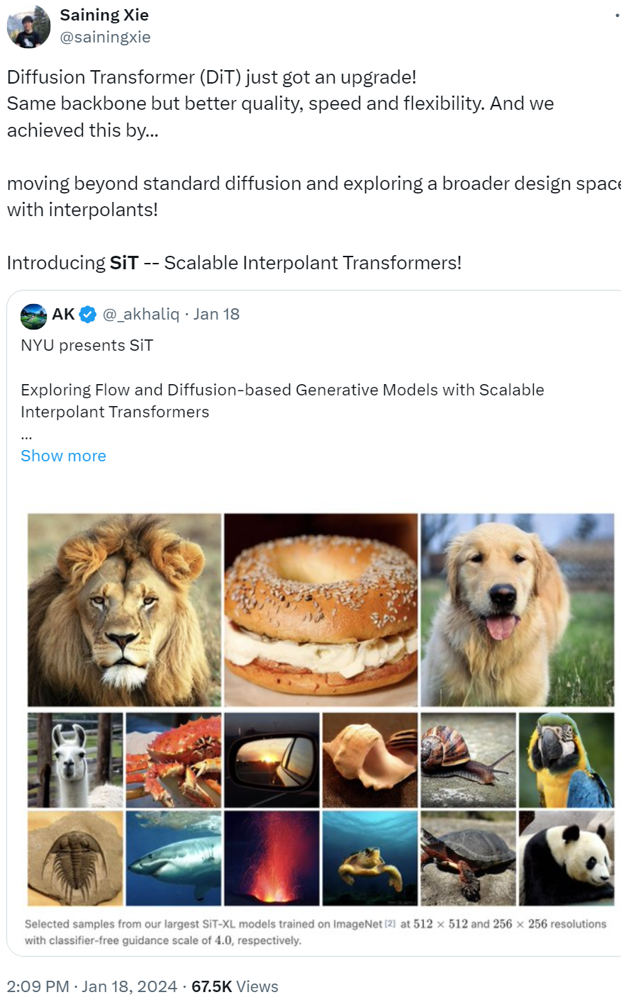 出圈的Sora带火DiT，连登GitHub热榜，已进化出新版本SiT - 知乎