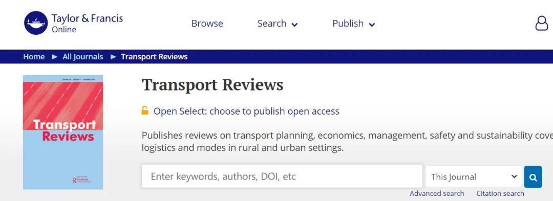 刊·见 | 中国科学院工程技术一区期刊Transport Reviews - 知乎
