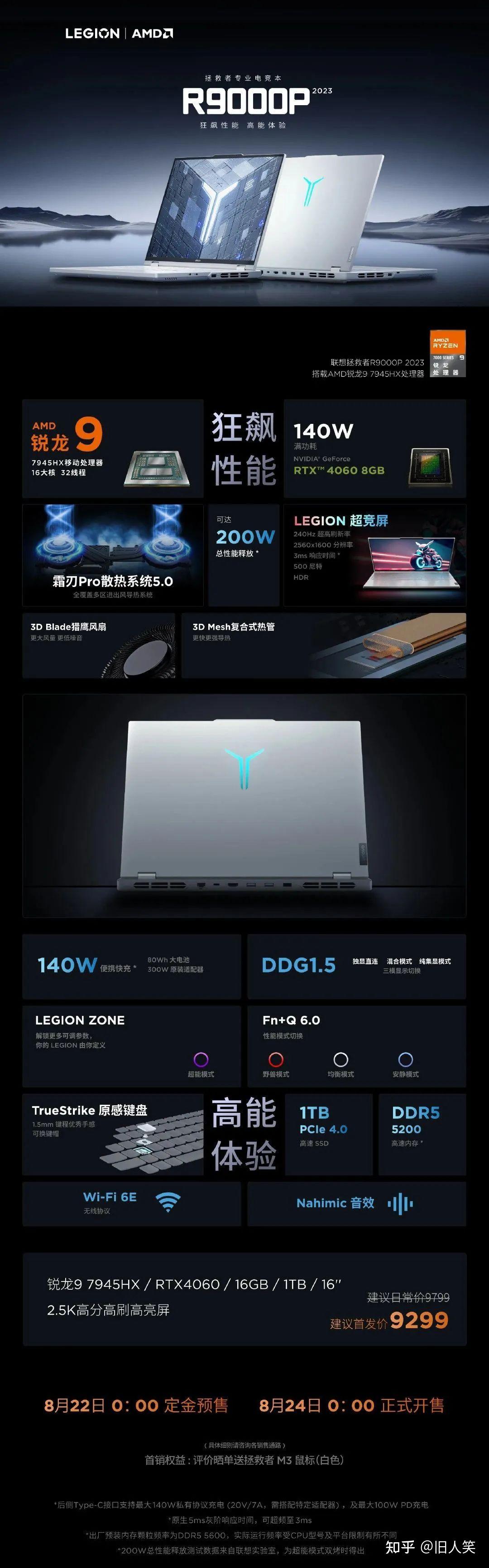 联想推出拯救者 R9000P 冰魄白配色款：R9 7945HX + RTX 4060 版本 9299 元 - 知乎