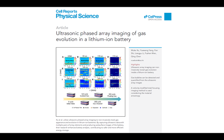 文献分享：Ultrasonic phased array imaging of gas evolution in a lithium-ion ...