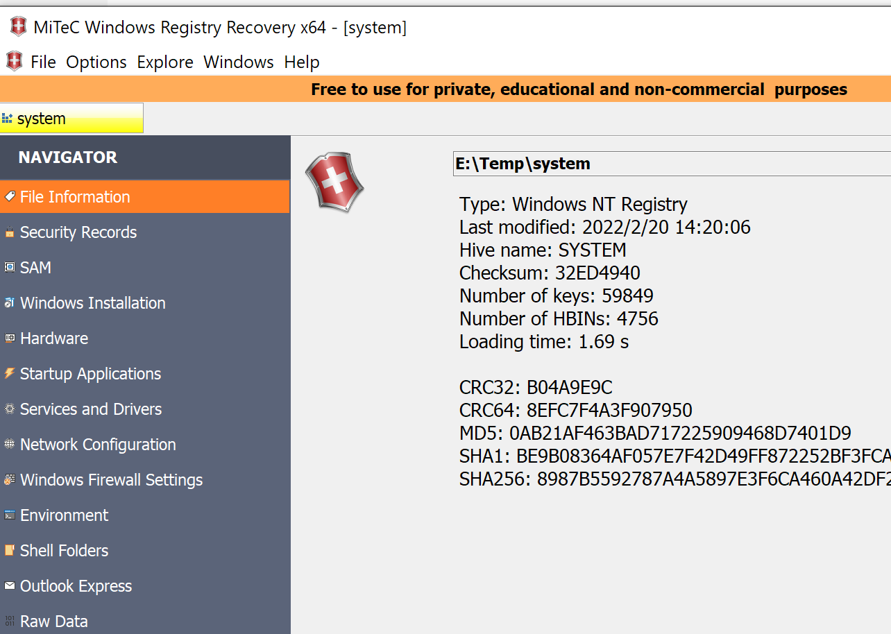 SHF22022001 注册表文件windows\system32\config\system的修复过程 - 知乎