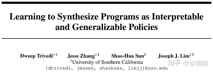 [RL] Learning to Synthesize Programs as Interpretable and Generalizable ...