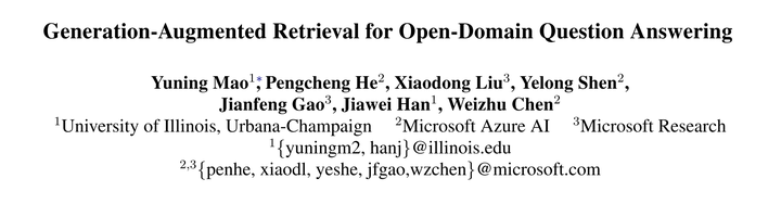 Generation-Augmented Retrieval for OpenQA - 知乎