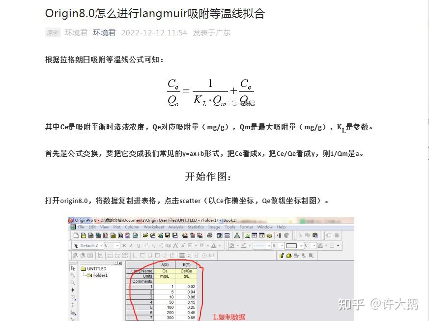 origin怎么进行langmuir吸附等温线拟合 - 知乎