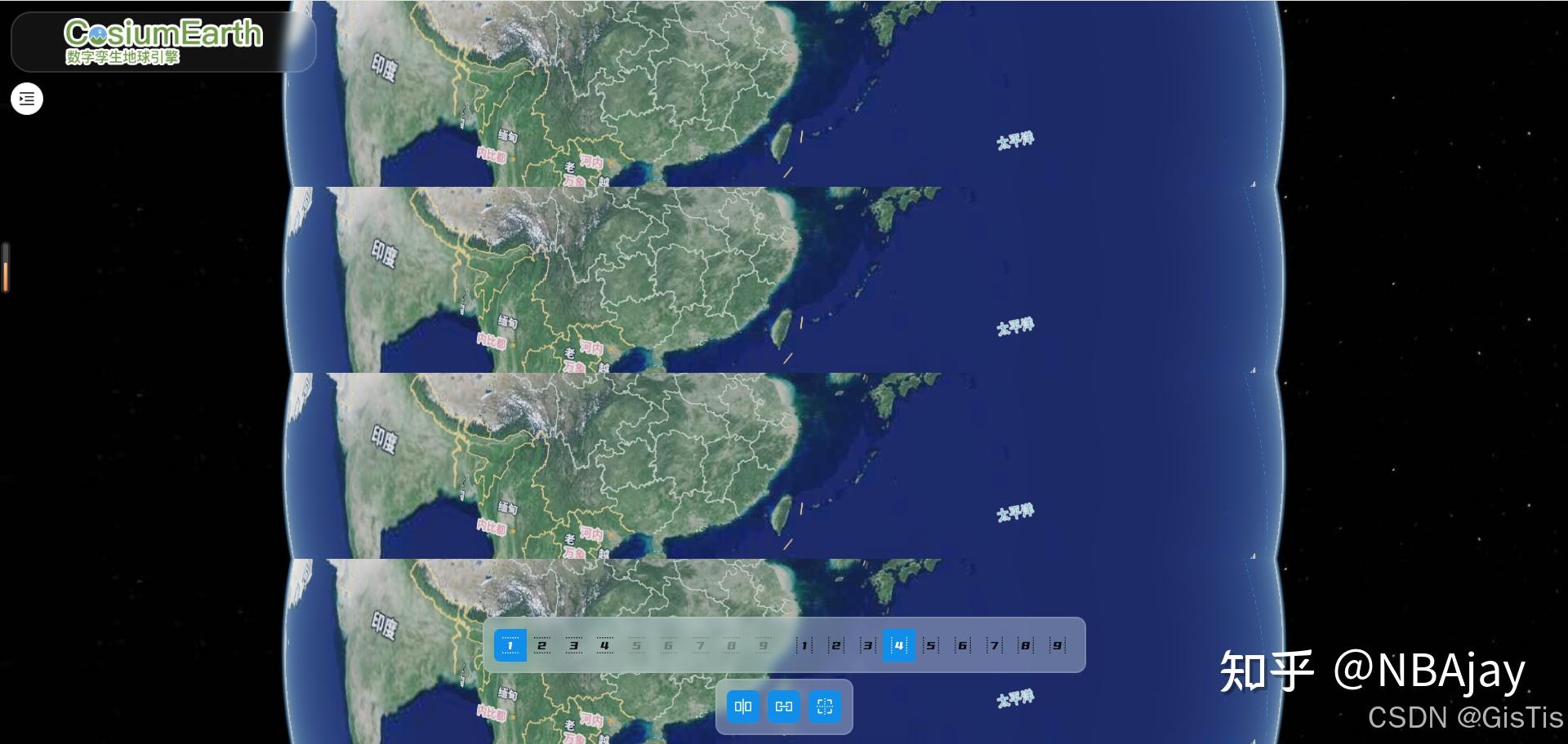 CesiumEarth三维地球多屏对比/分屏对比模式，支持多达16个自定义子屏幕 - 知乎