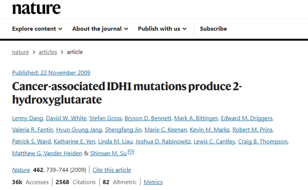经典重读丨Nature肿瘤中IDH1突变和2-HG - 知乎