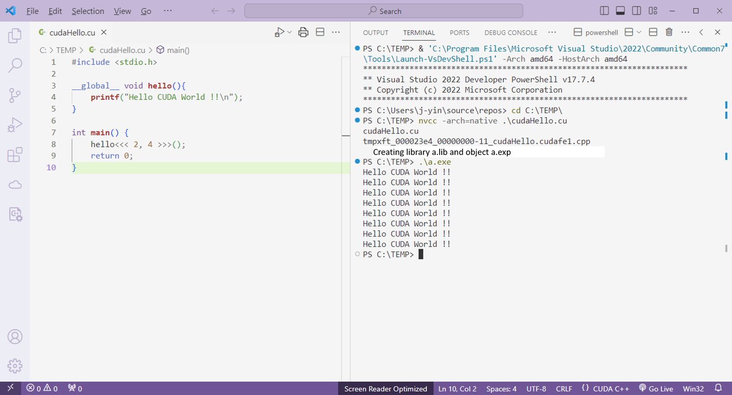 在vscode 终端窗口中编译cuda程序 知乎