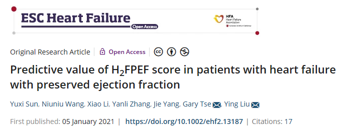 《ESC Heart Failure》｜H2FPEF评分对射血分数保留的心力衰竭患者预后的预测价值 - 知乎