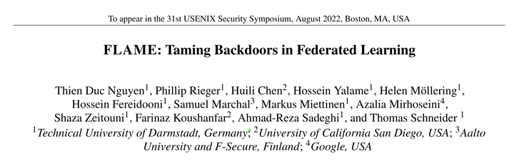 《论文阅读：FLAME: Taming Backdoors in Federated Learning》 - 知乎