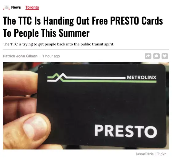 TTC将发放免费的PRESTO卡? - 知乎