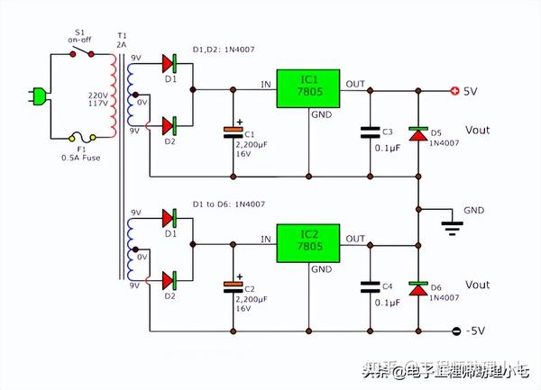 8种LM7805稳压器应用电路讲解，电路图+工作原理，带你搞懂LM7805 - 知乎