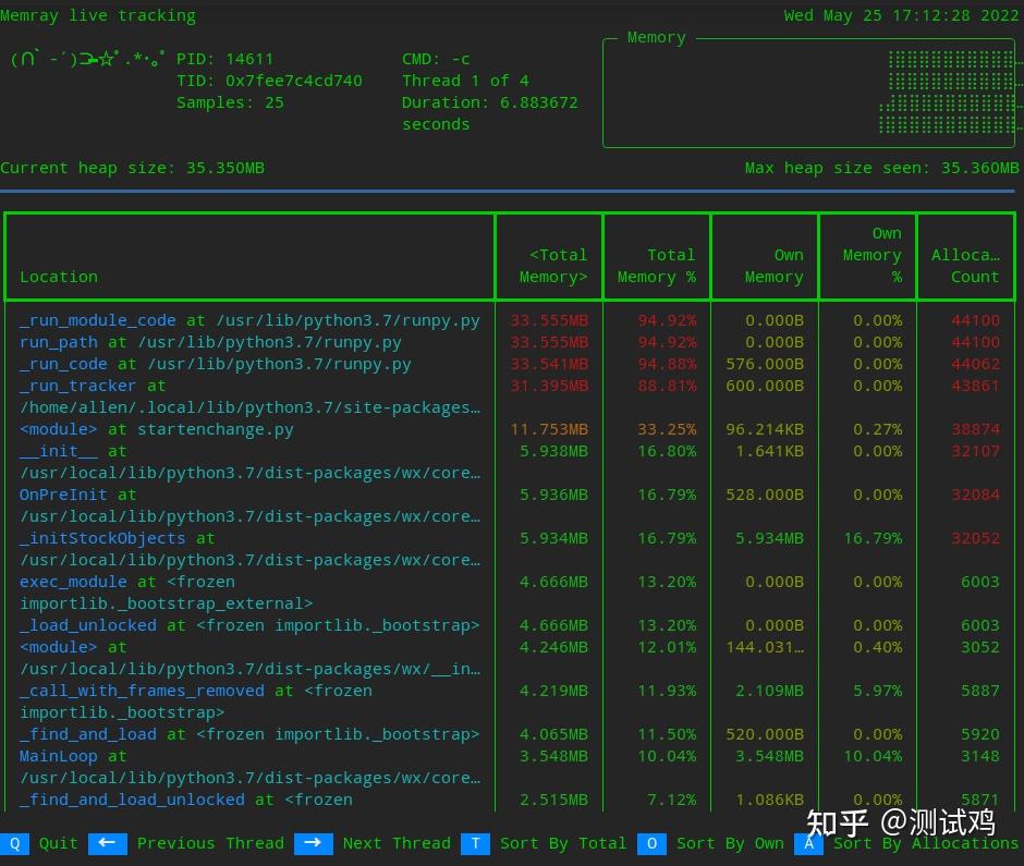 性能测试，python 内存分析工具 -memray - 知乎