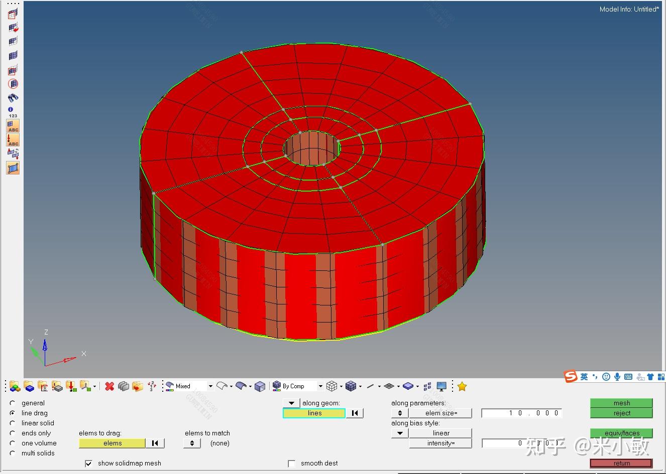 六面体网格1：hypermesh中建立简单圆柱体结构的六面体网格 - 知乎