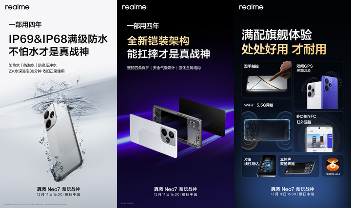 湿手触控、WiFi7+5.5G、支持IP69/IP68等 真我Neo7实物邀请函亮相 - 知乎