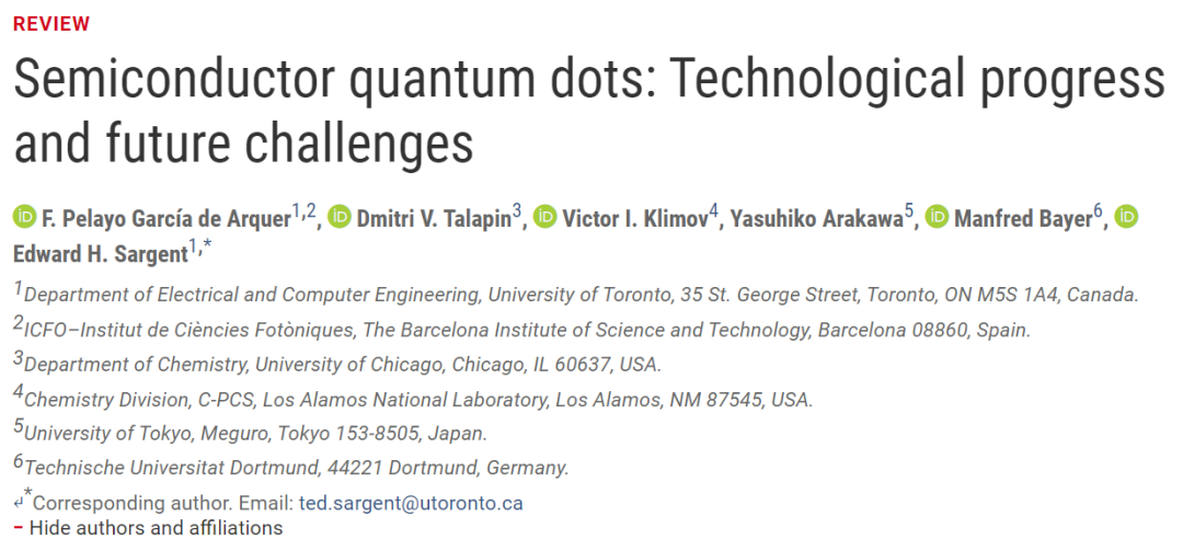 Sargent教授今日Science综述：半导体量子点，未来可期！ - 知乎