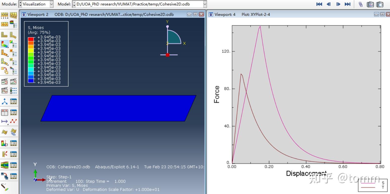 ABAQUS VUMAT - 损伤模型在coheisve单元上的简单应用 - 知乎