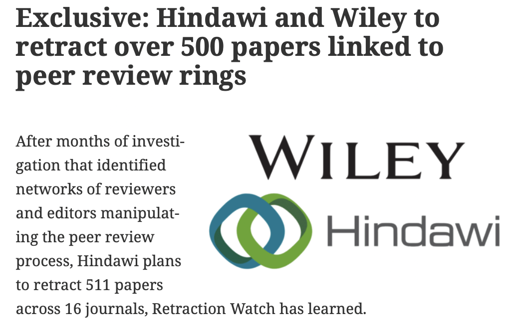 Hindawi因“同行评议受损”停止特刊！爆雷撤稿 511篇亏损 6千多万 - 知乎