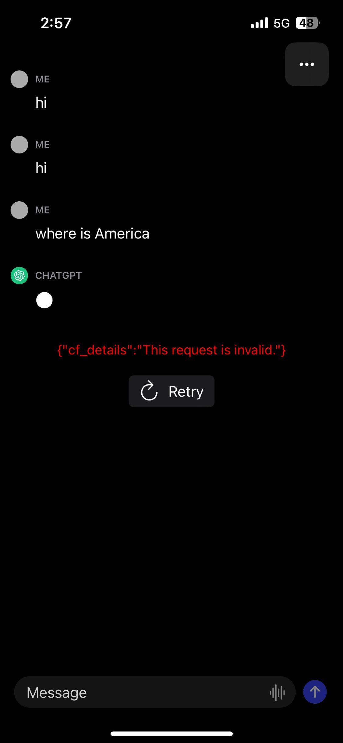 ChatGPT IOS 软件显示invalid request 是为什么? - 知乎