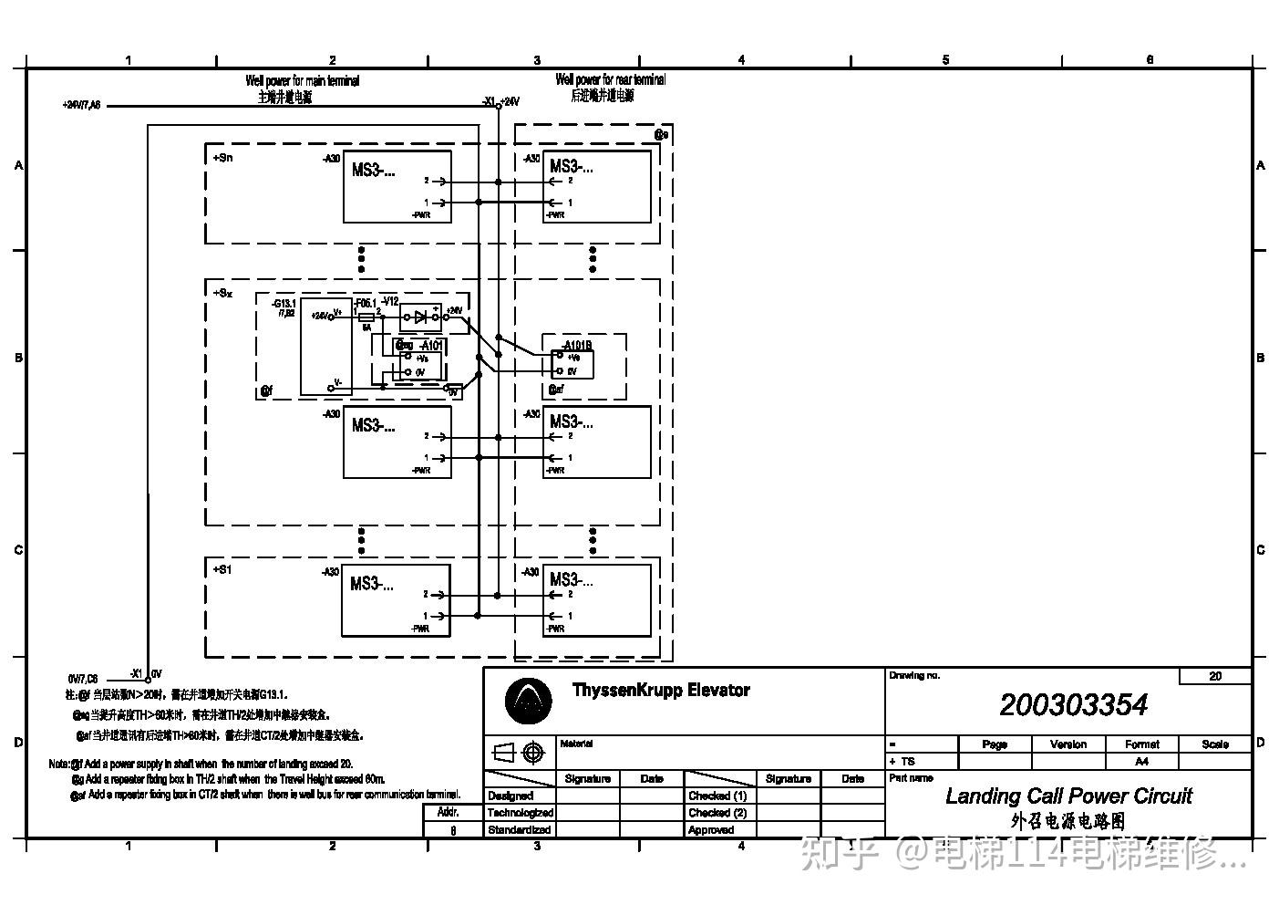 蒂森GL1电梯电气原理图 - 知乎
