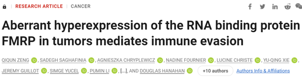 Science | FMRP的基因失活影响癌症生长与免疫逃逸相关 - 知乎