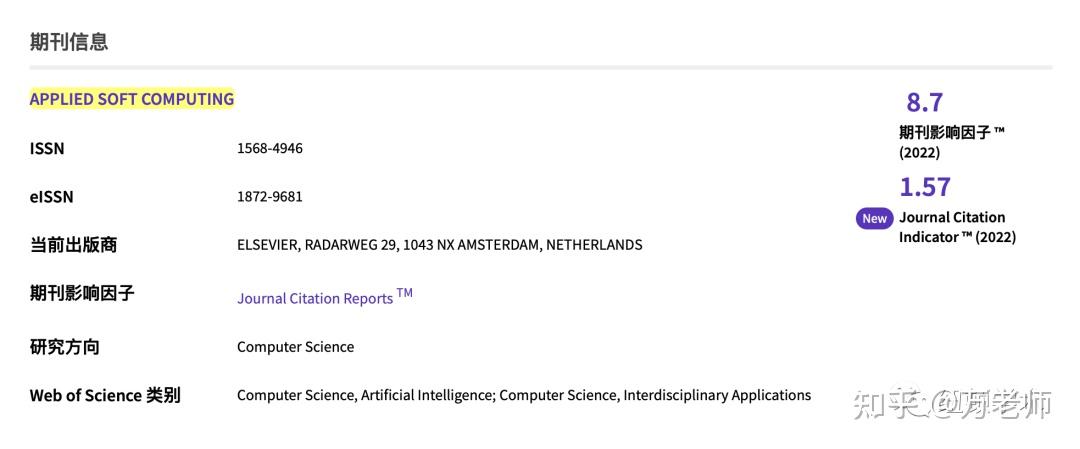 重点推荐：计算机，人工智能二区SCI，TOP期刊，《Applied Soft Computing》，因子8.7 - 知乎