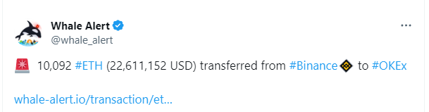 10,092枚ETH从Binance转移到okex - 知乎