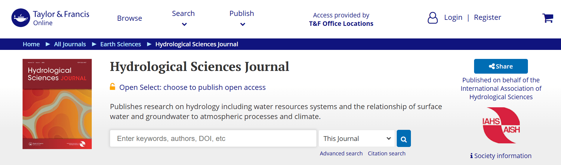 刊·见 | SCIE期刊Hydrological Sciences Journal，探索水文科学国际研究前沿 - 知乎
