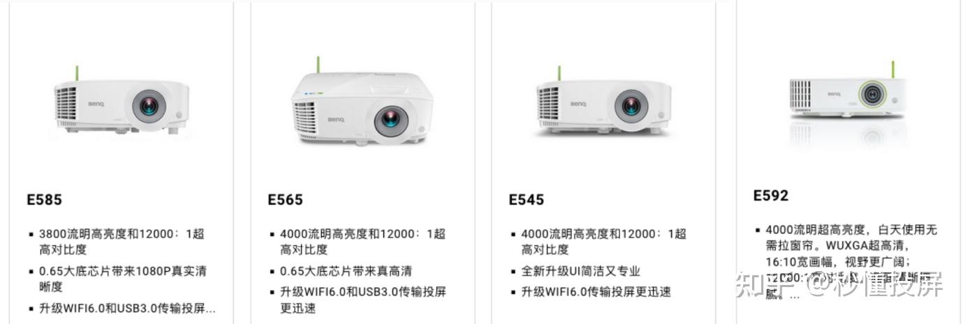 靠谱！2024年商用投影推荐；明基E585智能商用投影仪测评，白天也能投影，优缺点汇总 - 知乎