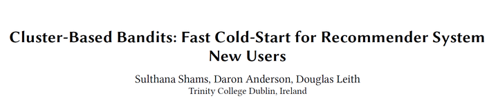 Cluster-Based Bandits Fast Cold-Start for Recommender System New Users - 知乎