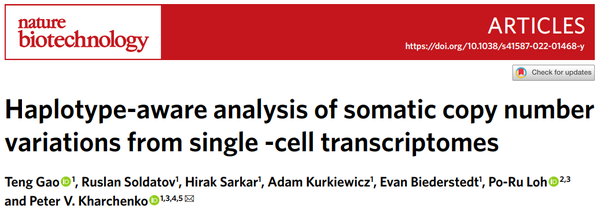 Nat Biotech | 单细胞转录组体细胞拷贝数变异分析方法，可感知单倍型 - 知乎