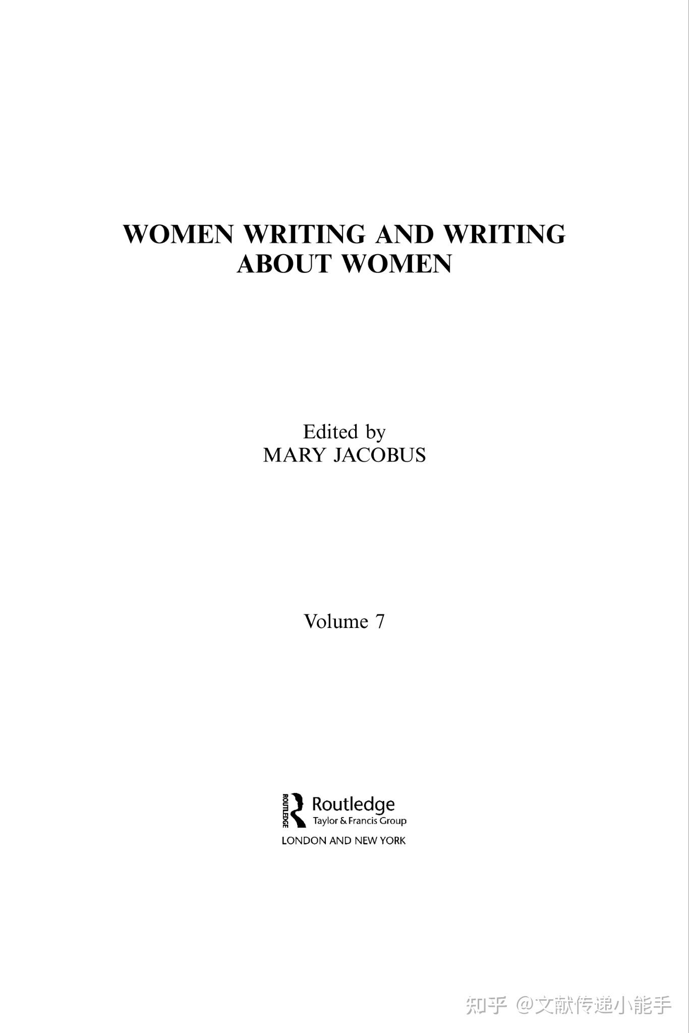 Women Writing and Writing about Women by Mary Jacobus - 知乎