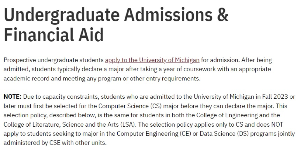 太火爆！UMich、UIUC官宣CS录取新政！文理学院转CS行不通了？ - 知乎