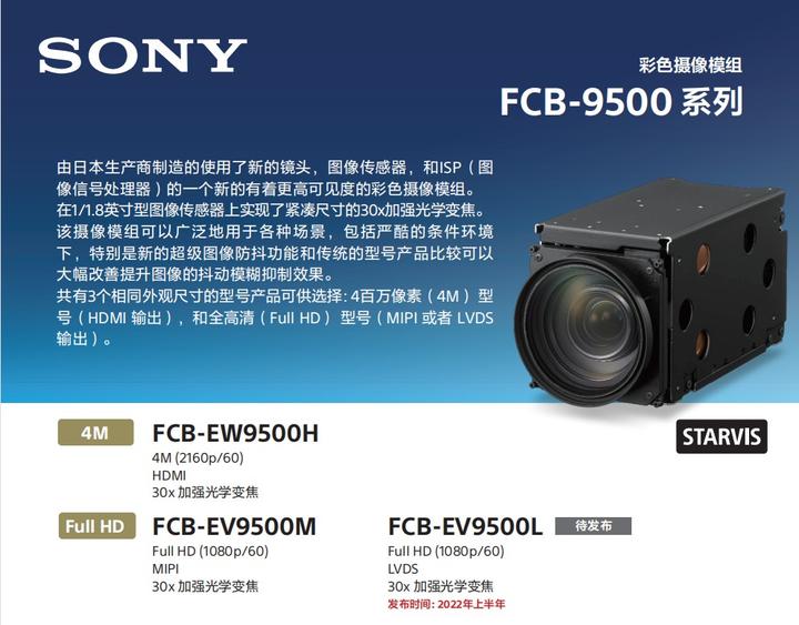 索尼 FCB-EW9500H/FCB-EV9500M/FCB-EV9500L 高清一体化机芯模组 官方参数及技术资料！ - 知乎