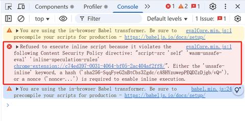 浏览器插件报错：Refused to execute inline script because it violates the ...