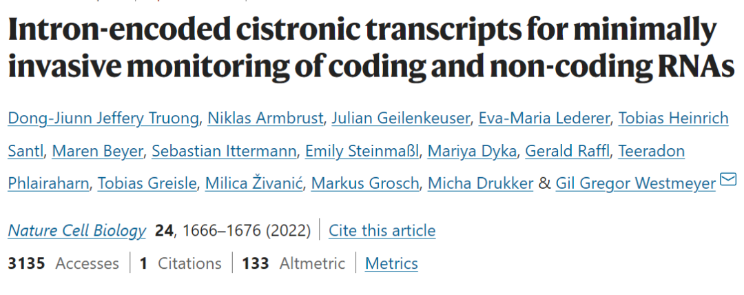 Nat Cell Bio | 内含子编码顺反子转录本用于编码和非编码RNA的微创监测 - 知乎