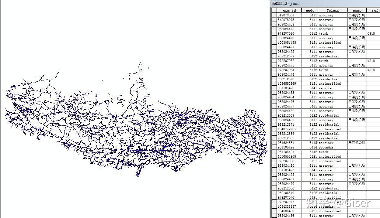 2020-2022年最全西藏自治区矢量数据（路网含城市道路、铁路（包括地铁、轻轨）高速、国道、省道、县道、乡道+几百万个poi数据+省市县乡镇 ...