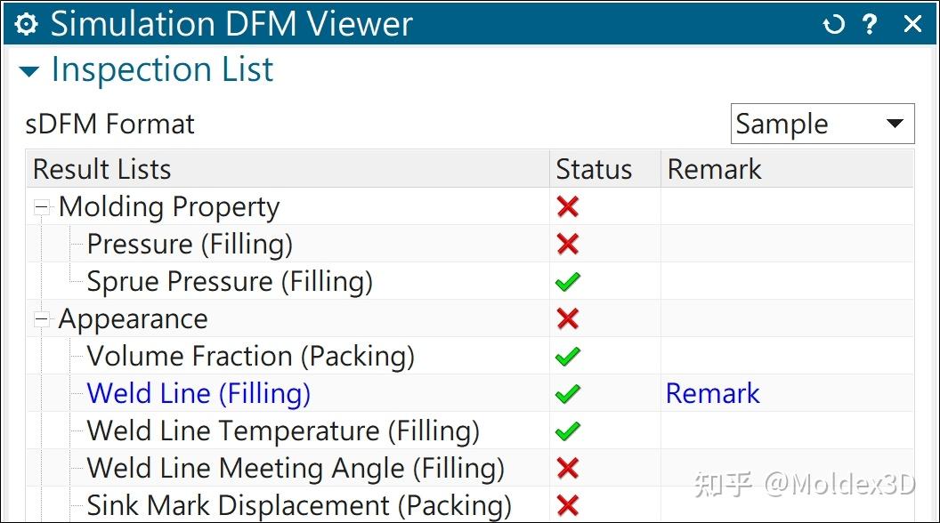【Moldex3D SYNC 2024 for NX】开始使用-九、仿真可制造性设计-2. sDFM检视、3. sDFM报告 - 知乎