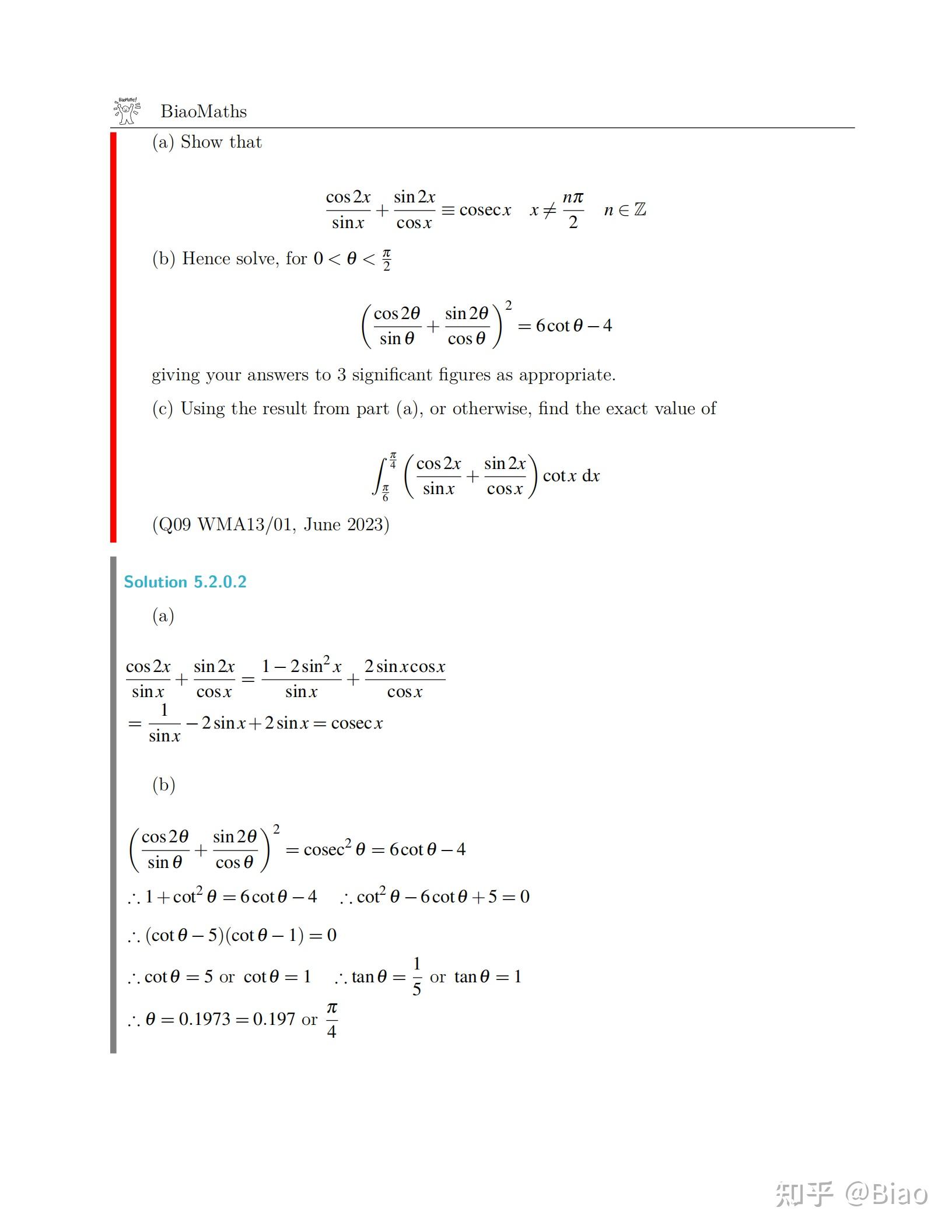 Edexcel P3 2023 06 难题解析 - 知乎