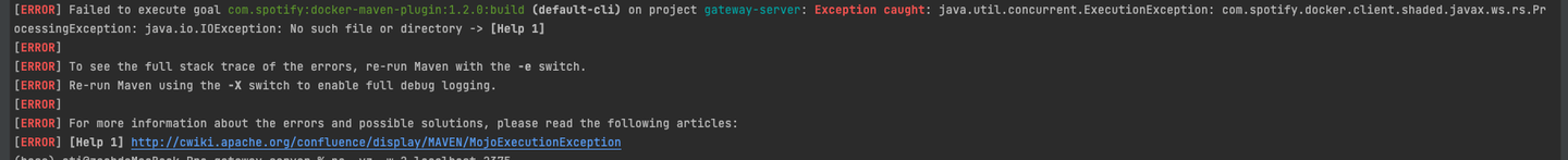 sprint boot maven Failed to execute goal com.spotify:docker-maven-plugin:1.2.0:build (default ...